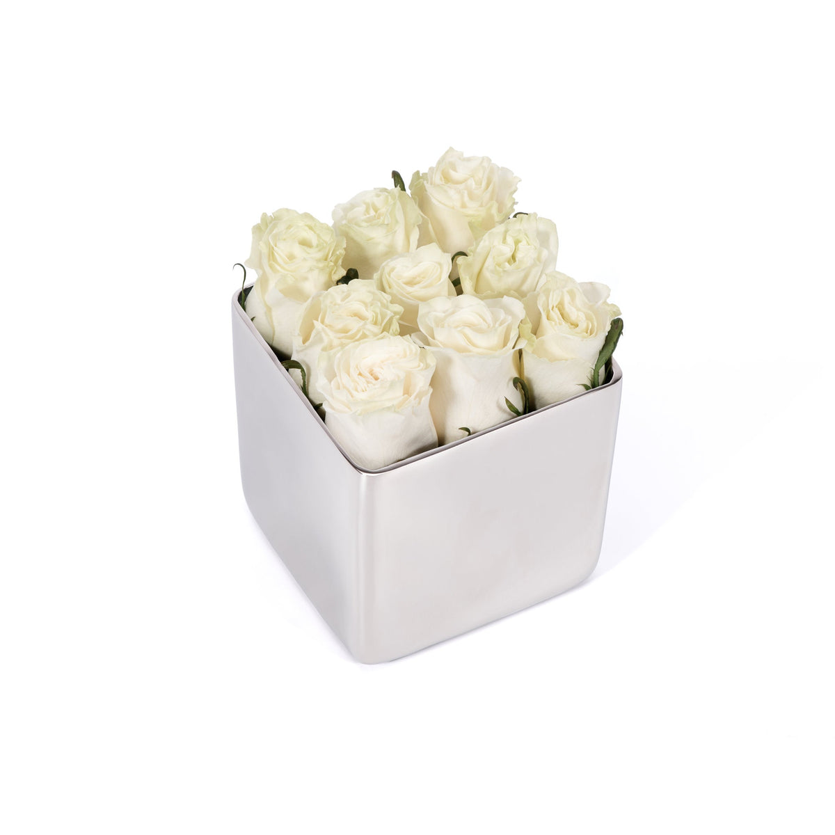 Classic Rose Silver Cube | OnlyRoses - Qatar